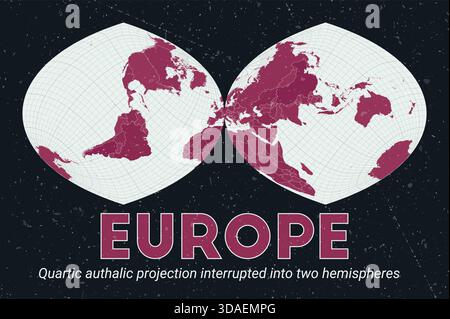 Map of the World. Quartic authalic projection interrupted into two ...