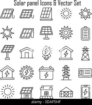 Solar panel, clean energy, power symbol, flat design vector blue icon ...