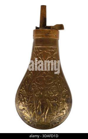 Old west gunpowder flask isolated on white background Stock Photo - Alamy