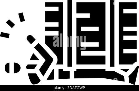 worker trapped under heavy load line icon vector illustration Stock ...
