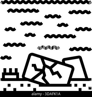 electronic ocean water e waste pollution line icon vector illustration ...