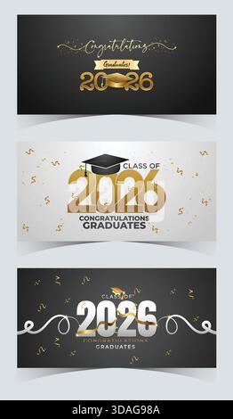 Class of 2026 graduation typography vector with cap. Perfect for high ...