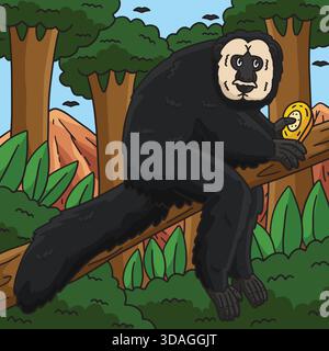 White Faced Saki Monkey Cartoon Colored Clipart Stock Vector Image ...