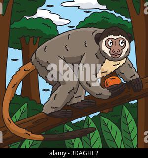 Night Monkey Animal Cartoon Colored Clipart Stock Vector Image & Art ...