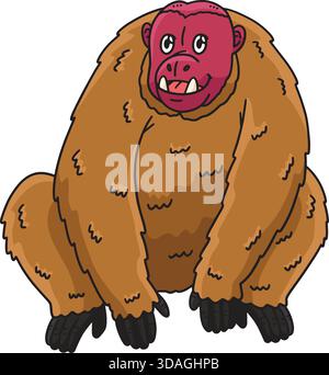 Bald Uakari Monkey Colored Cartoon Illustration Stock Vector Image ...