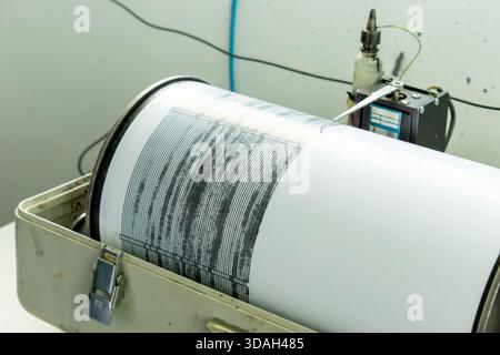 A seismograph is recording volcanic activity. A seismograph is an ...