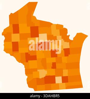 Map of Wisconsin with counties. A simple state border map with county ...