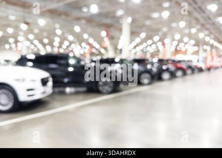 Blurred background with car dealership store interior. Blurred abstract ...
