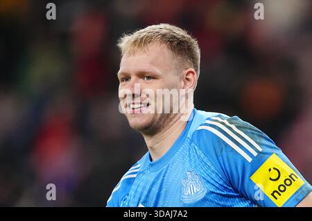 Aaron Ramsdale Of Newcastle United looks dejected during the Premier ...