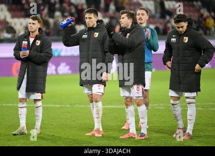 from left: Elvis Rexhbecaj, Fabian Rieder (FC Augsburg), Karol Mets (St ...
