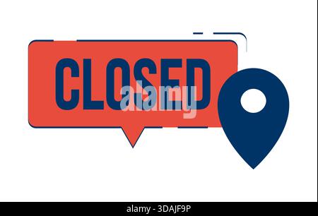 Closed sign with location pin doodle linear object Stock Vector Image ...