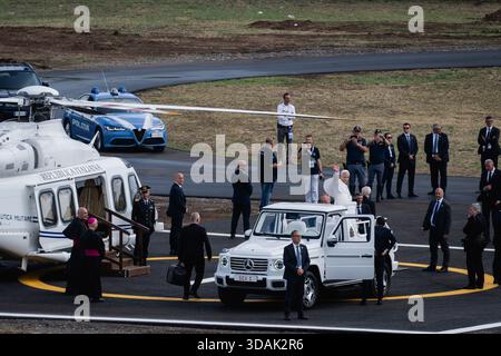 Pope Leo XIV boards a helicopter in Sant'Angelo Lodigiano, northern ...
