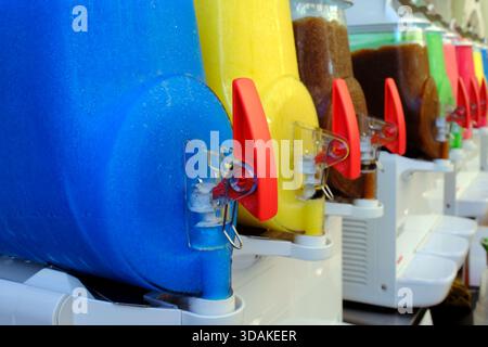 Colorful Frozen Slush Drinks in Plastic Cups Isolated on White ...