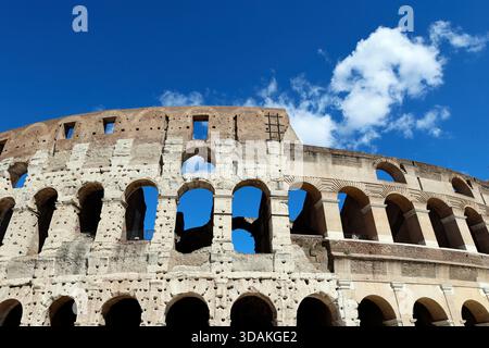 Exterior view shows massive elliptical structure of the Colosseum ...