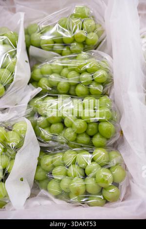 Fresh of Shine Muscat Grape on wooden blue background Stock Photo - Alamy