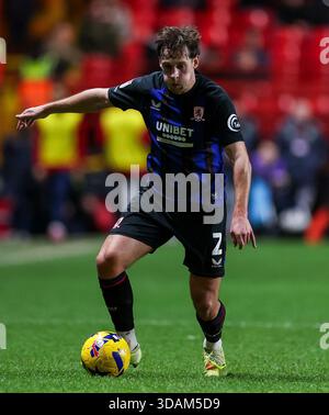 Callum Brittain of Middlesbrough in action during the Sky Bet ...