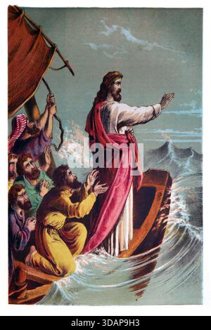 Illustration of Jesus Christ Stilling the Tempest (Gospel of Mark) on ...