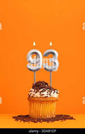 Birthday candle number 93 - Invitation card in orange background Stock ...