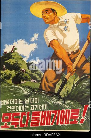 North Korean propaganda poster of 1961 extolling mechanization of ...