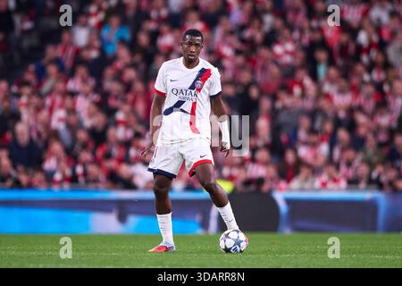 Willian Pacho of Paris Saint-Germain FC celebrates with the trophy ...