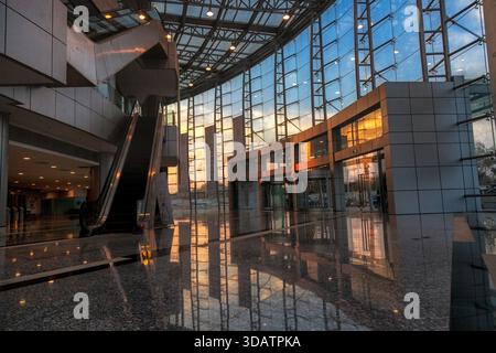 View of the modern Arfa Kareem Tower rises against a dynamic sky, its ...