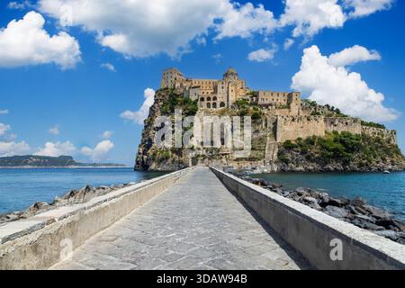 Italy, scenic medieval Aragon castle, Aragonese Castle om Ischia island ...