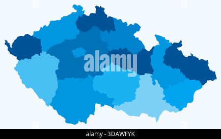 Map of Czechia with regions. Just a simple country border map with ...