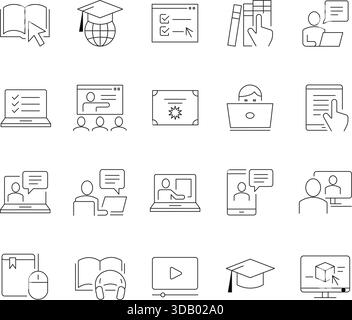 Courses set icons, line symbols, web signs, vector set, isolated ...