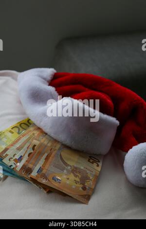 money concept with euro banknotes for christmas gifts Stock Photo - Alamy