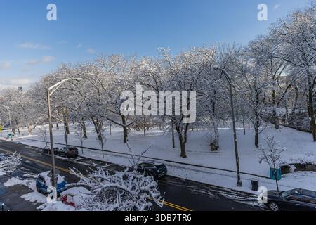 Heavy snowfall is seen on the streets of Jersey City in the New York ...