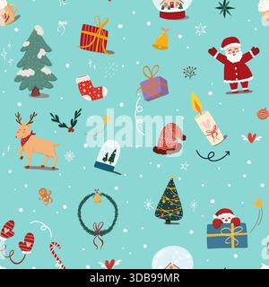 Cartoon winter deer seamless Christmas pattern for gifts box and ...