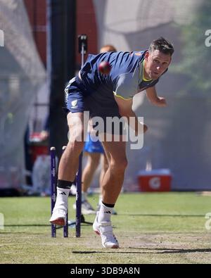 Australia's Beau Webster bowls during a nets session at the Sydney ...