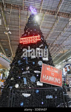 Stranger Things themed Christmas tree Waterloo Railway Station London ...