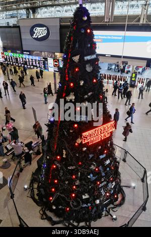 Stranger Things themed Christmas tree Waterloo Railway Station London ...