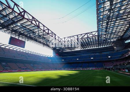 A general view inside the stadium is seen during the Top 14 match ...