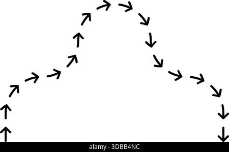 Freeform dotted arrow arranging a nonlinear path that bends along an ...