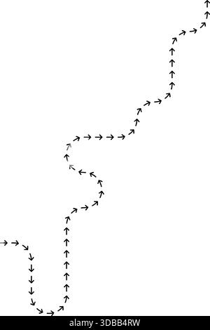 Directional dotted arrow producing a curve pattern that shifts through ...