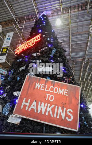 Stranger Things themed Christmas tree Waterloo Railway Station London ...
