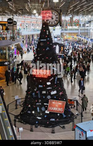 Stranger Things themed Christmas tree Waterloo Railway Station London ...