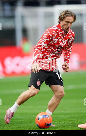 Milano, Italy. 14th Dec, 2025. Davide Bartesaghi of AC Milan celebrates ...