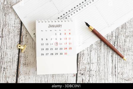 January 15 calendar date text on wooden blocks with blurred background ...