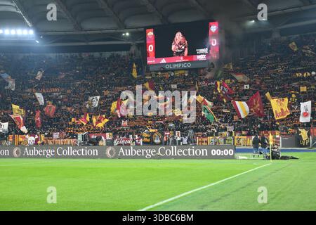 Olimpico Stadium, Rome, Italy - RomaÕs fans wave a flag before kick-off ...