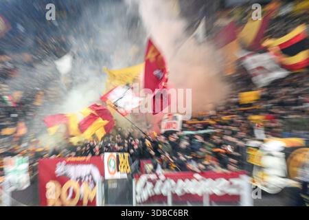 Olimpico Stadium, Rome, Italy - RomaÕs fans wave a flag before kick-off ...