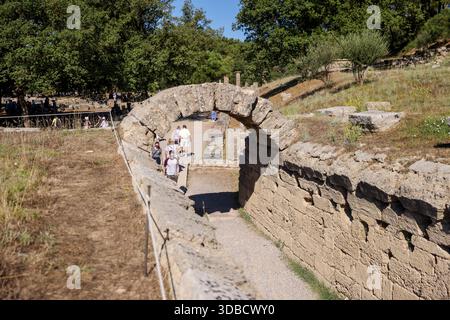 Arched entrance to the ancient stadium track at the Archaeological Site ...
