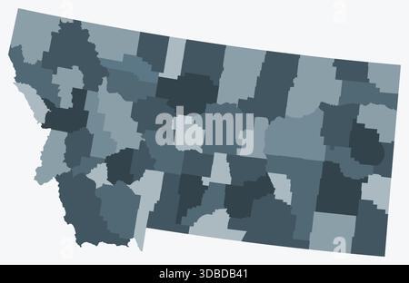 Map of Montana with counties. Simple state border map with county ...