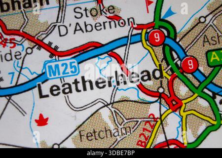 Leatherhead - England, United Kingdom colour atlas map town name of the ...