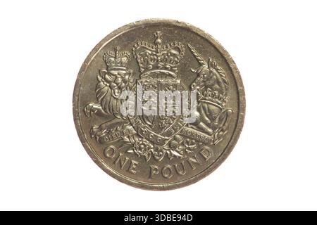 2015 One Pound coin with the Shield design and the 4th coin portrait of ...