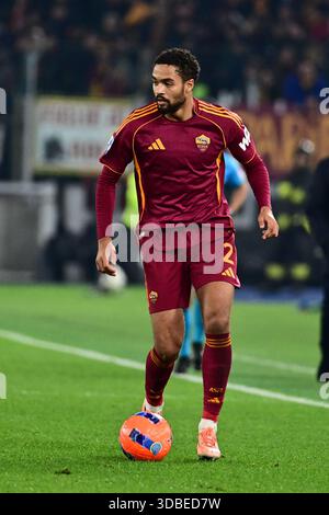 Devyne Rensch of AS Roma in action during the Serie A football match ...