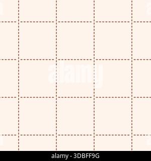 Seamless muted red checkered pattern in form of line of threads or seam ...