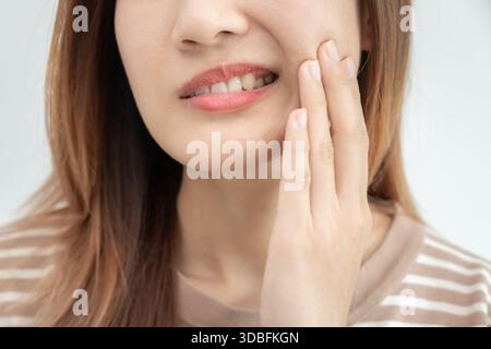 Asian woman feel toothache from gingivitis, female suffer tooth, decay ...